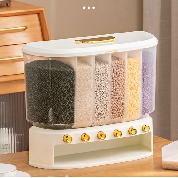 Kitchen | Rice Dispenser Popular Food Storage Box 6 Storage Spaces ...